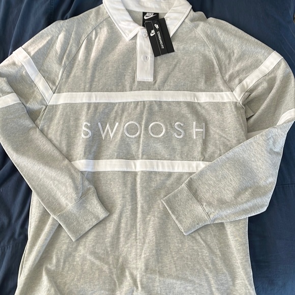 Nike | Shirts | Nike Nsw Gray Swoosh Rugby Polo | Poshmark